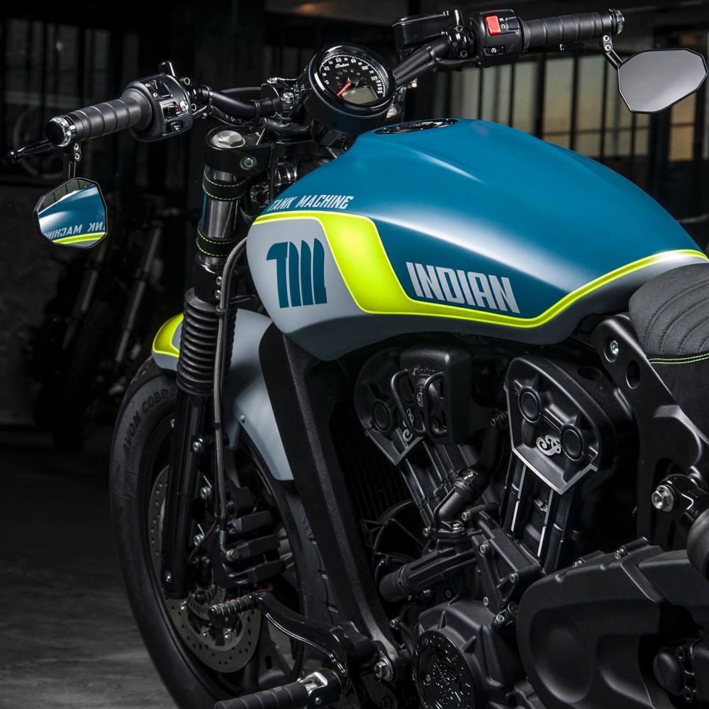 Indian Scout motorcycles "NEON #01" by Tank Machine